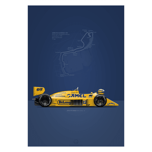 A SENNA'S LOTUS 99T-HONDA MONACO 1987 WALL ART - Moto-Hub