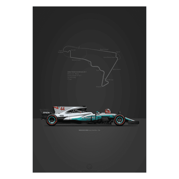 HAMILTON'S MERCEDES F1 W08 2017 MEXICO WALL ART - Moto-Hub