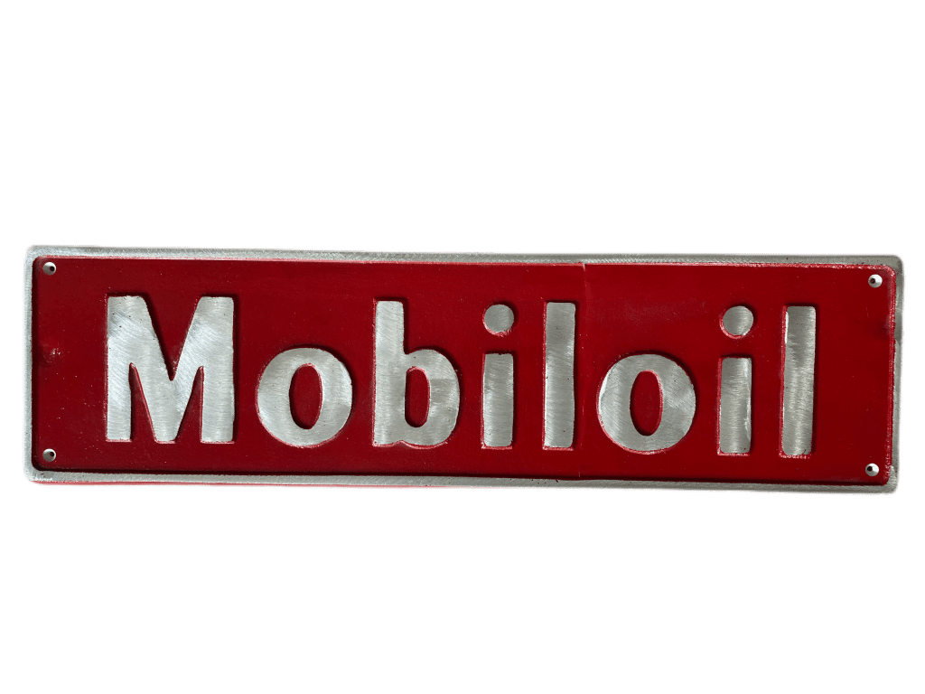 Mobil Text Vintage Cast Aluminium Sign - Moto-Hub